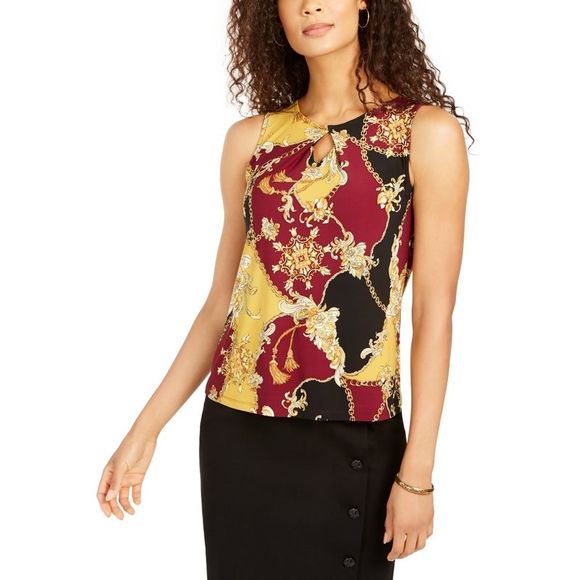 Kasper | Tops | Kasper Womens Printed Keyhole Top Wine Size Xlarge ...